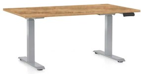 Výškově nastavitelný stůl OfficeTech D, 120 x 80 cm, šedá podnož, dub zlatý