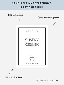 Samolepka na kořenky SUŠENÝ ČESNEK bílá 3 × 4 cm základní písmo
