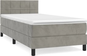Box spring postel s matrací světle šedá 100x200 cm samet 3141287