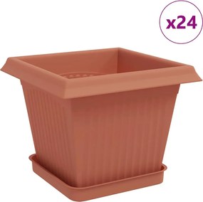 Květináče 24 ks Cihlově červená Plast 3403305