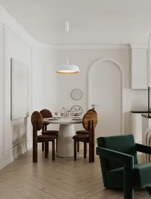 LED stmívatelný bílo-dřevěný moderní lustr Sigi