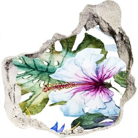 Wallmuralia 3D díra nálepka Hawajské květiny 75x75 cm