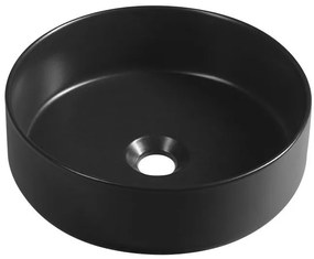Isvea Infinity Round umyvadlo na desku 36 cm bez otvoru pro baterii bez přepadu keramické černá mat 10NF65036-2N