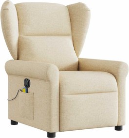 Elektrické masážní polohovací křeslo krémové textil 3303372