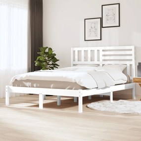 vidaXL Rám postele 135 x 190 cm Double masivní borovice [3100999] Barva: Bílá