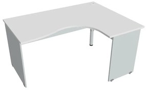 Stůl ergo levý 160*120 cm - Hobis Gate GE 2005 L Dekor stolové desky: bílá, Dekor lamino podnože: šedá, Barva nohy: stříbrná