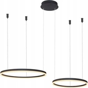 Černá moderní lampa Halo Pendant 80+60 Cct 2 Ringy nad stůl v obývacím pokoji