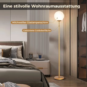 Costway Moderní stojací lampa 165 cm vysoká stojací lampa se skleněným stínidlem