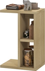 HOMCOM 3-podlažní boční stůl, C tvarovaný stůl s 2 otevřenými komorami, konferenční stůl do obývacího pokoje, ložnice, 40 x 29,8 x 60 cm, dub | Aosom