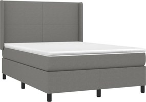 Box spring postel s matrací a LED tmavě šedá 140x200 cm textil 3138158