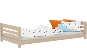 Benlemi Nízké dětské jednolůžko ze dřeva TULY se dvěma čely Zvolte barvu: Béžová, Zvolte rozměr: 80x180 cm, Zvolte zábranu: S otevřeným vstupem