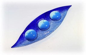 BDK-GLASS Skleněný svícínek LÍSTEK - modro-modrý Rozměr: 12x8,5cm