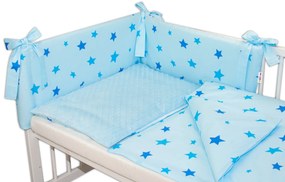 3-dílná sada mantinel s povlečením Minky Baby Stars - sv. modrá, 120x90cm Velikost povlečení: 120x90