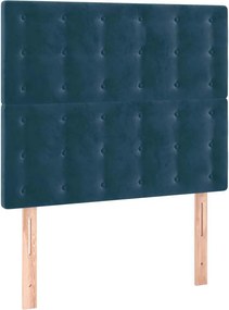 Čelo postele s LED tmavě modré 90x5x118/128 cm samet 3122898