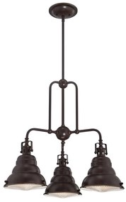 Elstead Industriální tříramenný lustr Quoizel Eastvale Palladianský bronz 3x E27