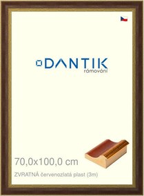 DANTIK rámeček 70x100 | ZVRATNÁ červenozlatá plast (Plexi Čiré)