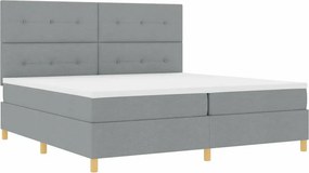 Postel s boxspringem s čelo Světle šedá 200 x 200 cm textil 3339644
