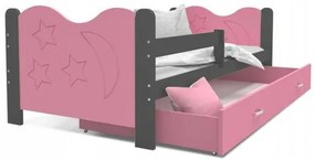 DOBRESNY Moderní dětská postel MIKOLAJ Color 160x80 cm ŠEDÁ-RŮŽOVÁ