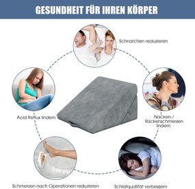 Costway Bed Wedge Polštář Nastavitelný Memory Foam Polštář naklápěcí Klínový