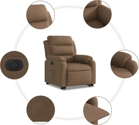 Elektrické zvedací polohovací křeslo hnědé textil 3205008