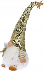 Vánoční dekorace skřítek s flitrovaným kloboukem 48 cm