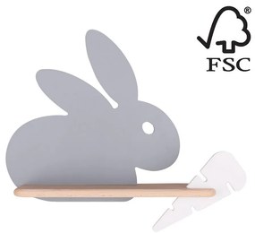 Candellux LED Dětské nástěnné svítidlo s poličkou RABBIT LED/4W/230V šedá/bílá/dřevo CA0798