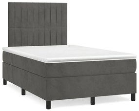Box spring postel s matrací a LED tmavě šedá 120 x 190 cm samet