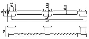 Emco System 2 - Madlo k vaně 665 mm, černá-chrom 357021201