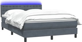 Box spring postel s matrací a LED tmavě šedá 160x210 cm samet 3317272