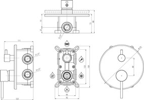 Slezák - RAV Vanová/sprchová baterie 3-cestná s podomítkovým tělesem a s boxem SEINA - , Zlatá lesk