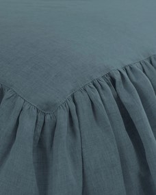 Přehoz Linen Frilly 160 x 210 cm smaragdový