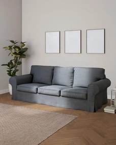 Potah na pohovku IKEA  Ektorp 3-místná, rozkládací STARÝ MODEL PIXBO barva šedá látka pletený vzor