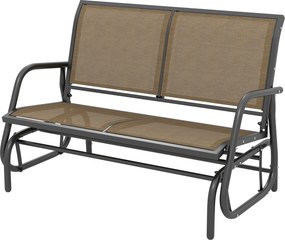 Outsunny zahradní houpací lavička pro 2 osoby z kovu a síťoviny, 120 x 70 x 85 cm, světle hnědá