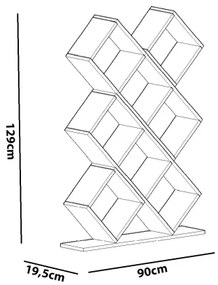 Knihovna KUMSAL 129x90 cm bílá