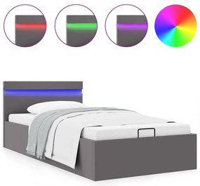 Rám postele s LED úložný prostor šedý umělá kůže 90 x 200 cm 285552