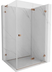 Mexen Lunar-F L, pravý sklápěcí sprchový kout 95 x 80 cm, 8mm čiré sklo, profil růžové zlato, 836L-095-080-60-00-P