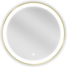 Mexen Esso, kulaté LED podsvícené koupelnové zrcadlo 60 cm, 6000K, topná podložka proti zamlžování, zlatý rám, 9825-060-060-611-50