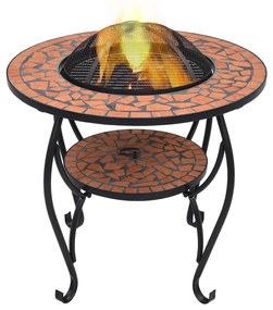 Mozaikový stolek s ohništěm terakota 68 cm keramika