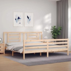 Rám postele s čelem 200 x 200 cm masivní dřevo,  3194721