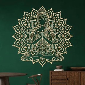 Dřevěná mandala jóga žena – 3D obraz na zeď do obývacího pokoje | SENTOP PR0511