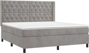 Box spring postel s matrací světle šedá 160x200 cm samet 3132867