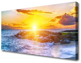Obraz na plátně Západ Slunce Moře Pobřeží 120x60 cm