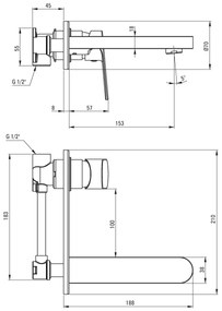 Deante Alpinia, podomítková umyvadlová baterie, černá matná, BGA_N54L