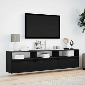 Nástěnná TV skříňka s LED svítidlem černá 180 x 31 x 45 cm 3307941