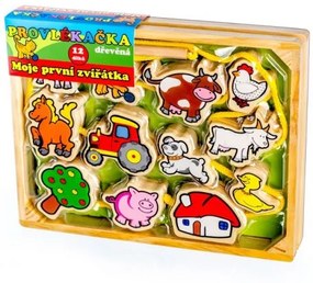 Teddies Provlékačka dřevěná Moje první zvířátka 12 dílků