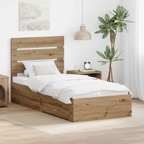 Rám postele s čelo Artisanový dub 90 x 200 cm Kompozitní dřevo 3412019