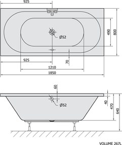 Polysan, VIVA B obdélníková vana 185x80x47cm, bílá, 71968