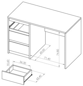 DENVER mc | psací stůl | 120 cm | dub monastery / černá lesk