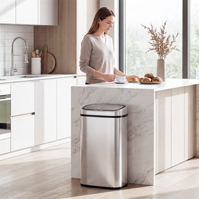 HOMCOM Automatický odpadkový koš se senzorem, kuchyňský, nerez, stříbrný, 68L| Aosom