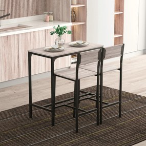 HOMCOM Barový stůl se 2 židlemi 3-dílná stolová sestava barová židle MDF v přírodní a černé barvě 89x45x87cm do kuchyně a jídelny | Aosom.de